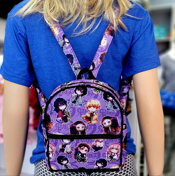 Hand Crafted | Bags | Demon Slayer Anime Chibi Purple Mini Backpack ...